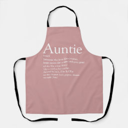 Aunt Auntie Definition Modern Dusty Rose Pink Apron | Zazzle