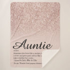 Aunt Auntie Definition Script Rose Gold Glitter Sherpa Blanket | Zazzle