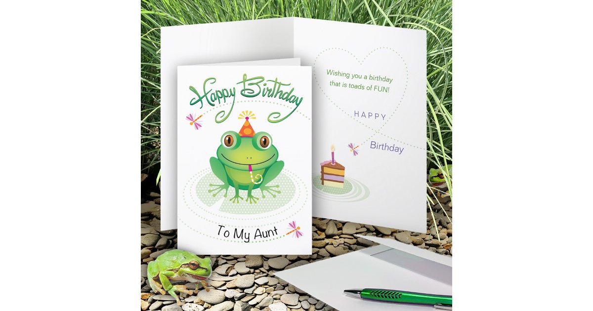 Aunt Birthday Frog Having Toads Of Fun Card | Zazzle