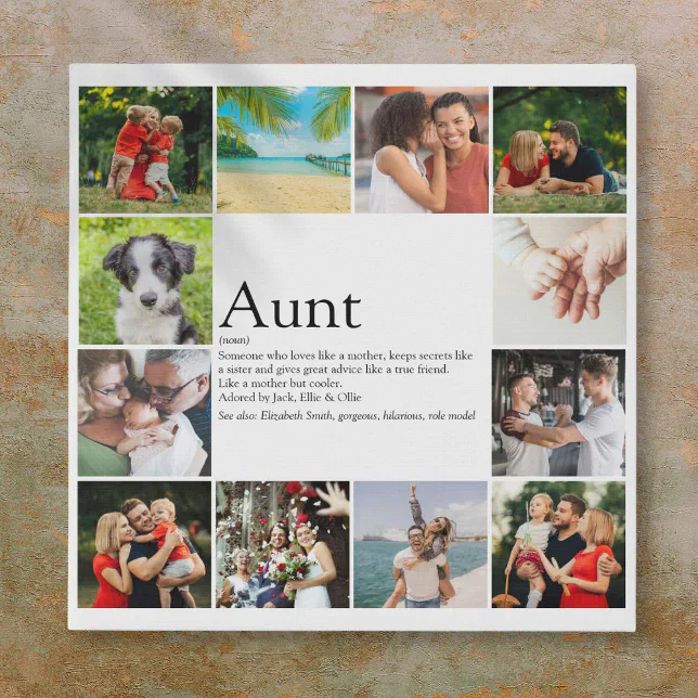 Aunt Definition 12 Photo Collage Faux Canvas Print | Zazzle