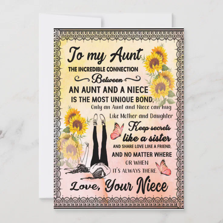 Aunt Gifts | Letter To My Aunt Love From Niece Invitation | Zazzle
