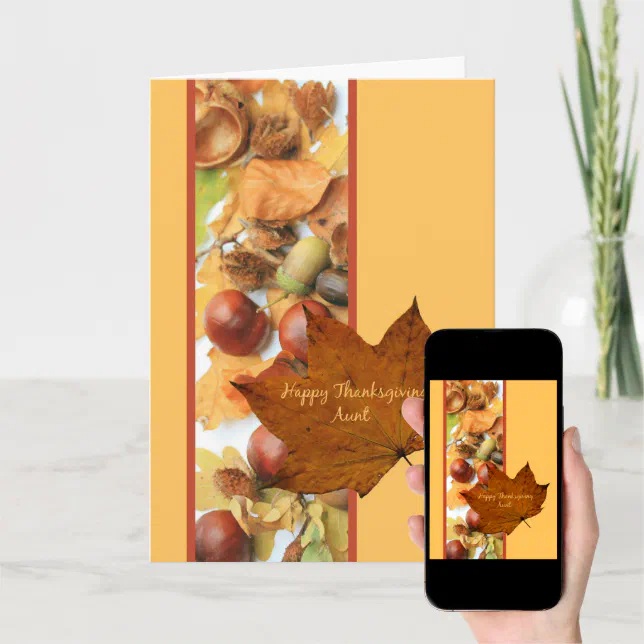 Aunt happy thanksgiving maple leaf ard holiday card | Zazzle