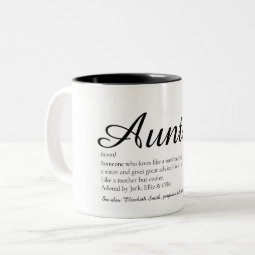 Auntie Definition Quote Stylish Script Two-Tone Coffee Mug | Zazzle