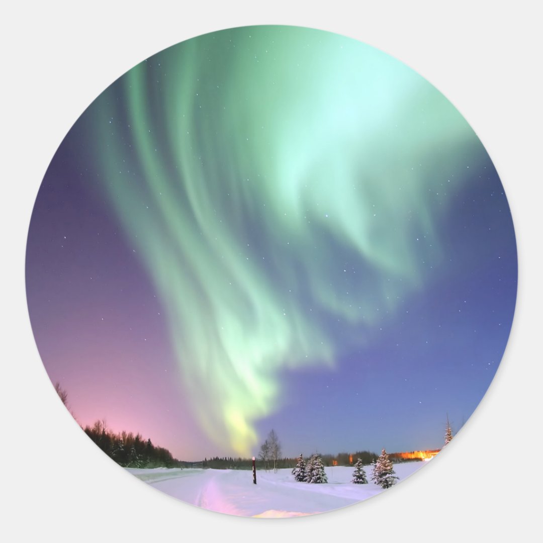 Aurora - Beautiful Northern Lights Classic Round Sticker | Zazzle