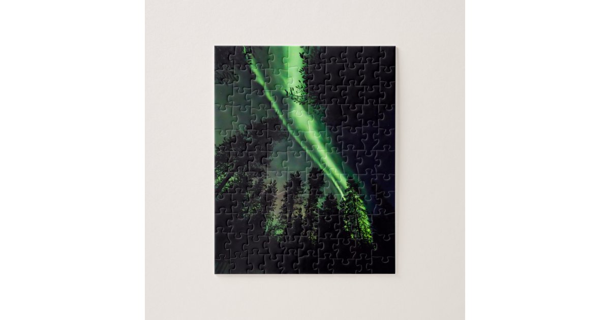 Aurora borealis in Finnish Lapland Jigsaw Puzzle | Zazzle