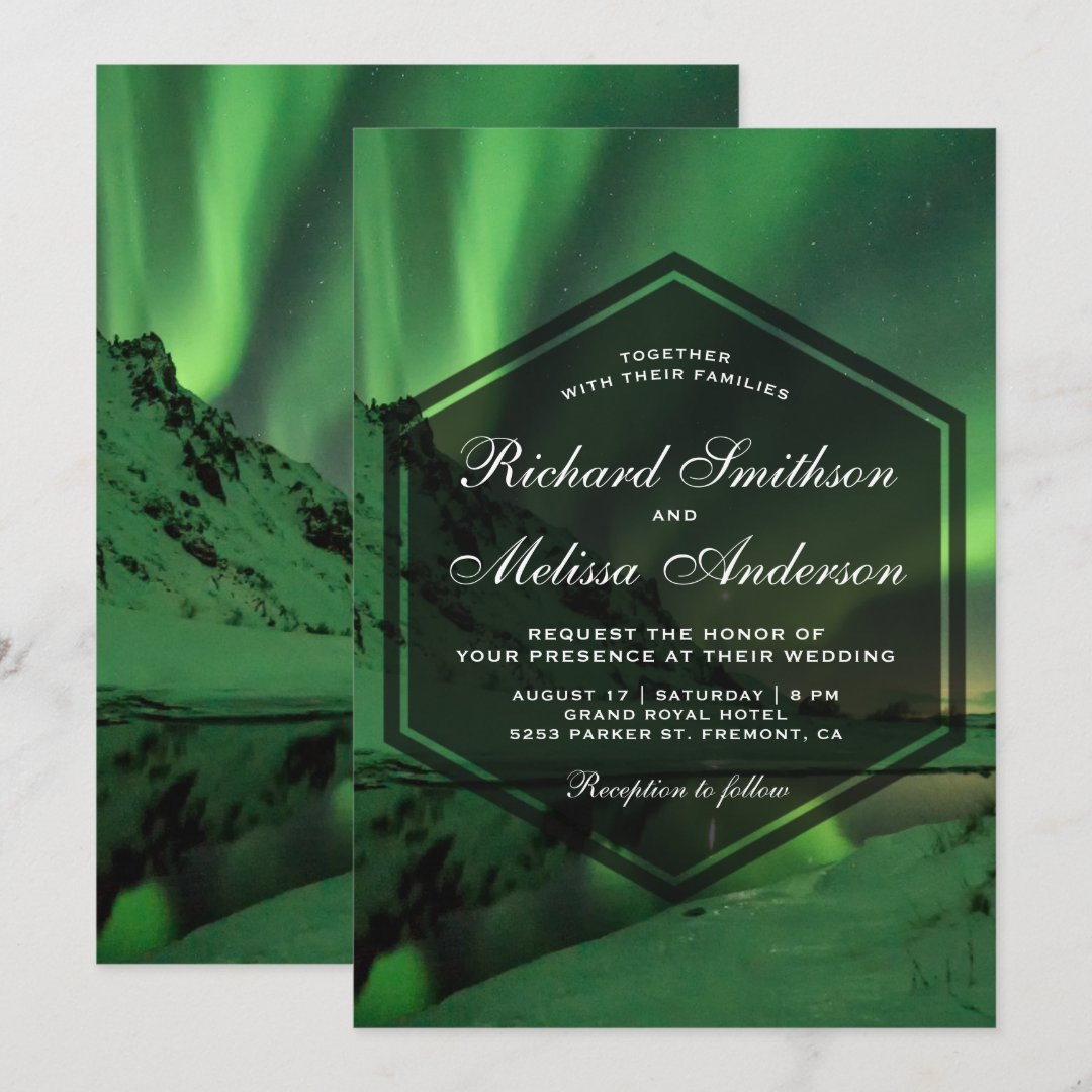 Aurora Glacier Northern Lights Wedding Invitation | Zazzle