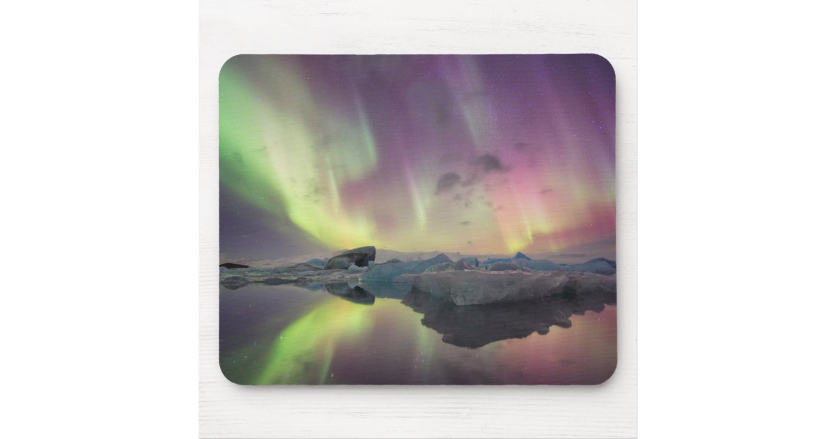 Aurora Lights Reflect in Lagoon Mouse Pad | Zazzle