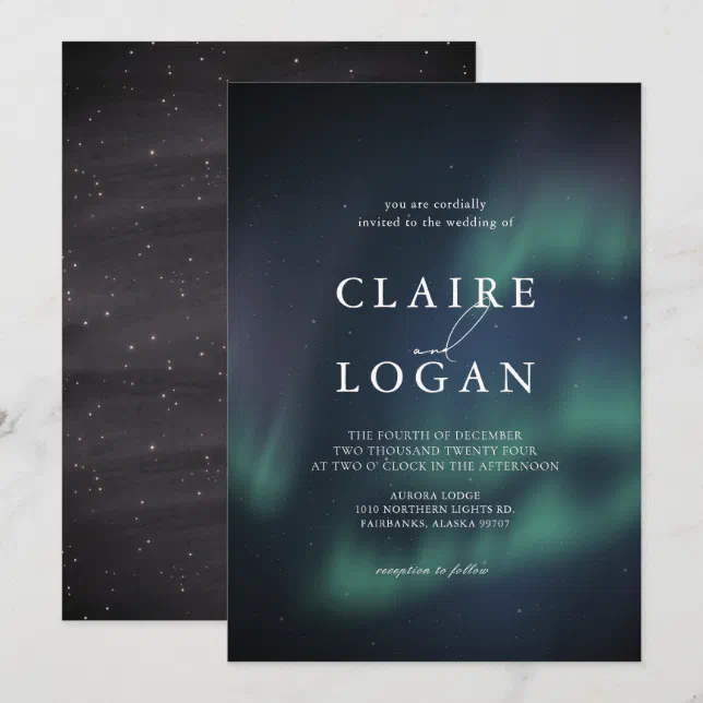 Aurora Northern Lights Winter Wedding Invitation | Zazzle