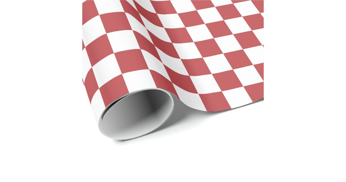 Aurora Red and White Checkered Wrapping Paper | Zazzle