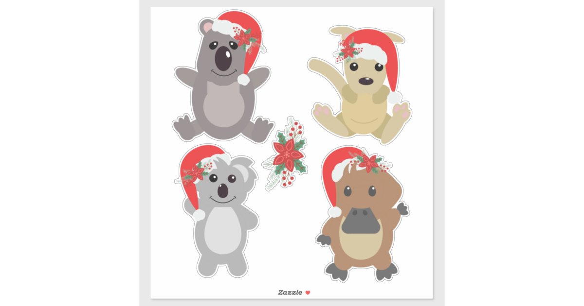 Aussie Christmas Animals Sticker | Zazzle