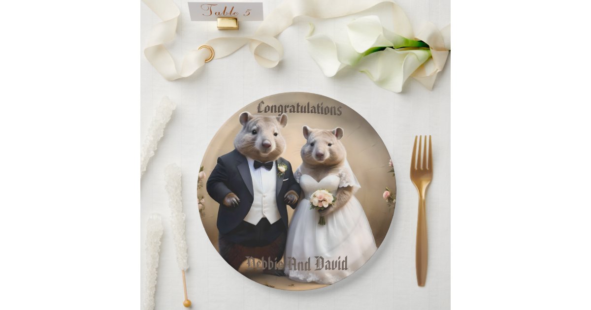 Aussie Weddings Australian Wombats, Wedding Paper Plates | Zazzle