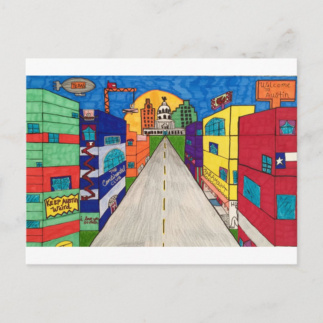 Austin cityscape postcard | Zazzle