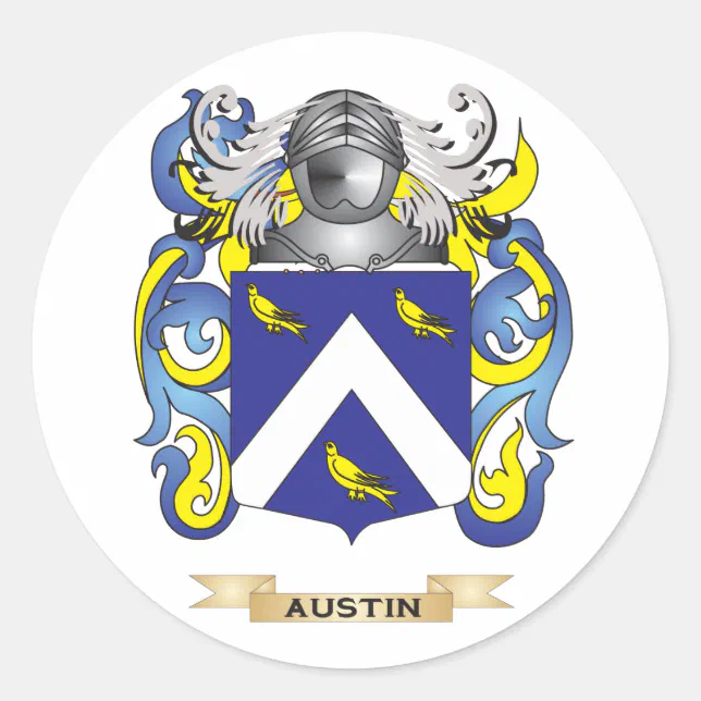 Austin Coat of Arms (Family Crest) Classic Round Sticker | Zazzle