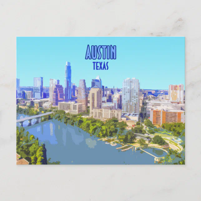 Austin Downtown Texas Vintage Postcard | Zazzle