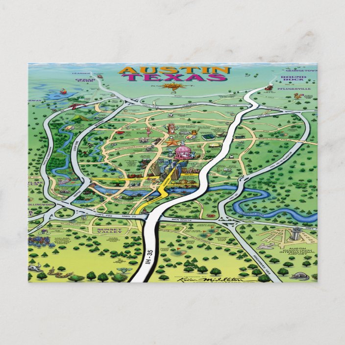 Austin Map Postcard | Zazzle.com