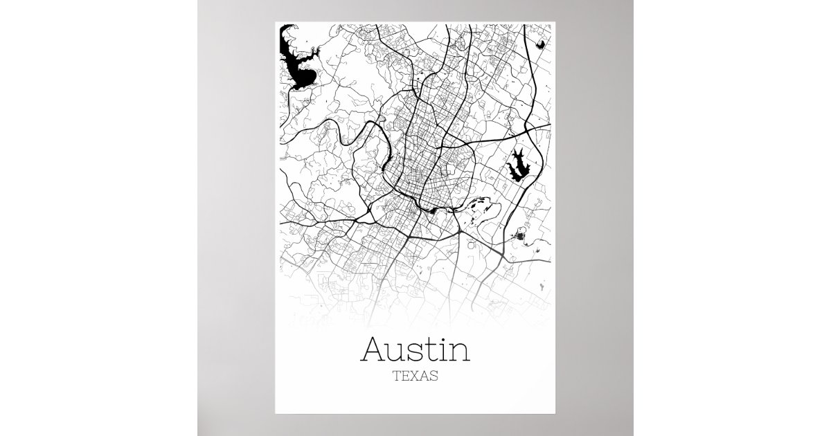 Austin Map - Texas - City Map Poster | Zazzle