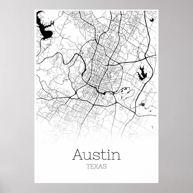 Austin Map - Texas - City Map Poster | Zazzle
