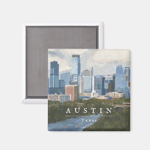 Austin Skyline Painted Art Print Magnet | Zazzle