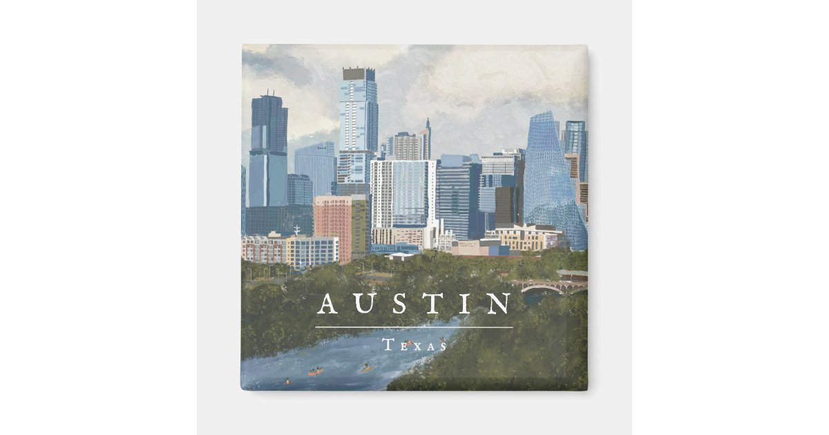 Austin Skyline Painted Art Print Magnet | Zazzle