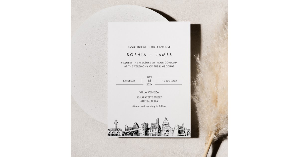 Austin Skyline Wedding Invitation with Photo | Zazzle