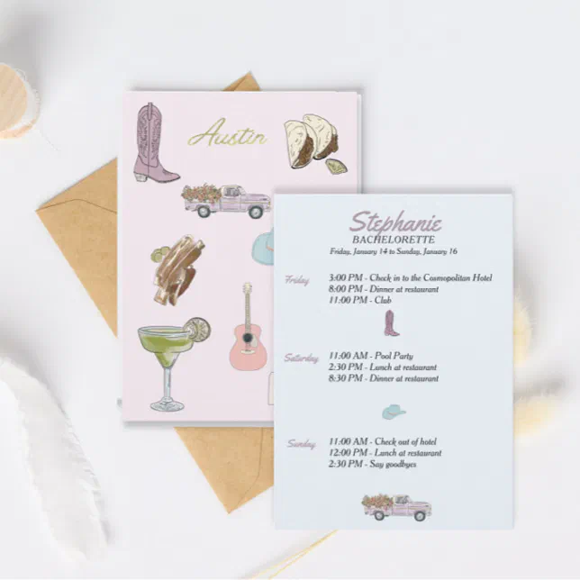 Austin Texas Bachelorette itinerary Invitation | Zazzle
