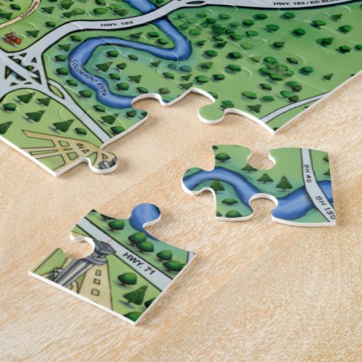 Austin Texas Cartoon Map Jigsaw Puzzle | Zazzle