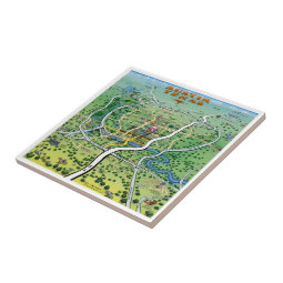 Austin Texas Cartoon Map Tile | Zazzle