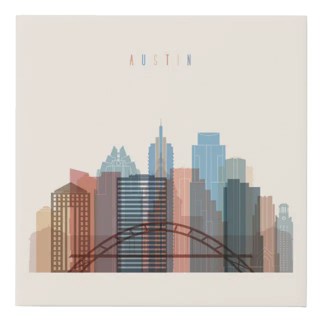 Austin, Texas | City Skyline Faux Canvas Print | Zazzle