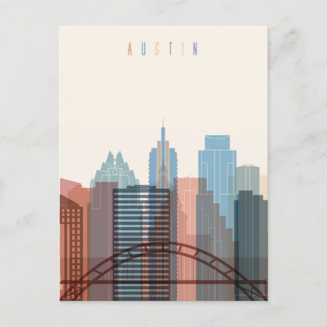 Austin, Texas | City Skyline Postcard | Zazzle