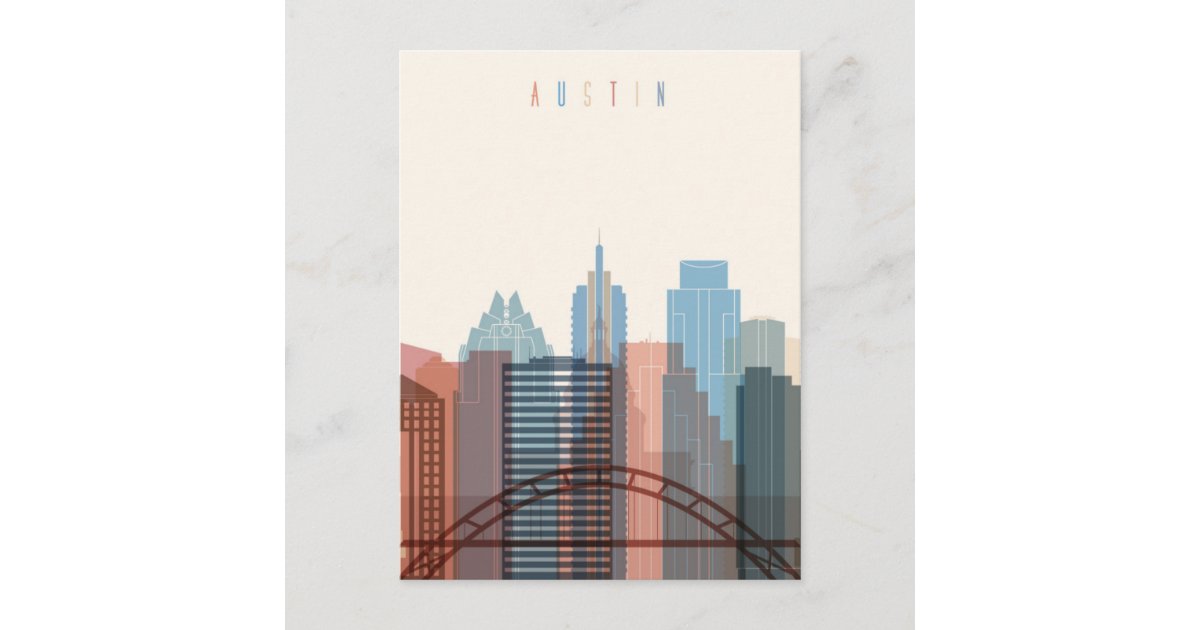 Austin, Texas | City Skyline Postcard | Zazzle