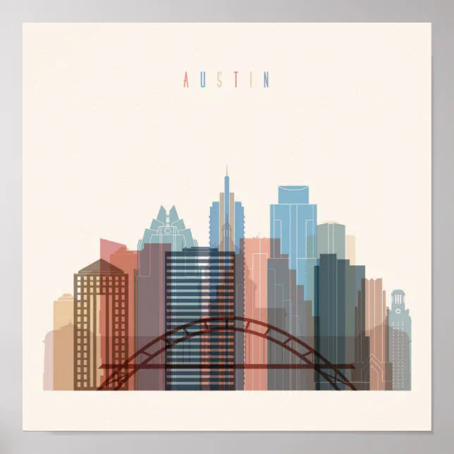 Austin, Texas | City Skyline Poster | Zazzle
