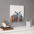 Austin, Texas | City Skyline Square Wall Clock | Zazzle