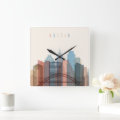 Austin, Texas | City Skyline Square Wall Clock | Zazzle