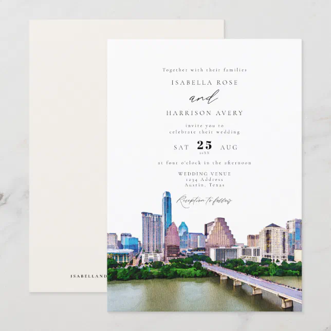 AUSTIN TEXAS City Skyline Wedding Invitation | Zazzle
