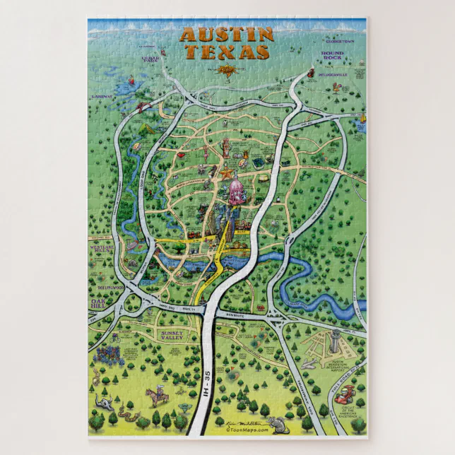 Austin Texas Fun Map Jigsaw Puzzle | Zazzle