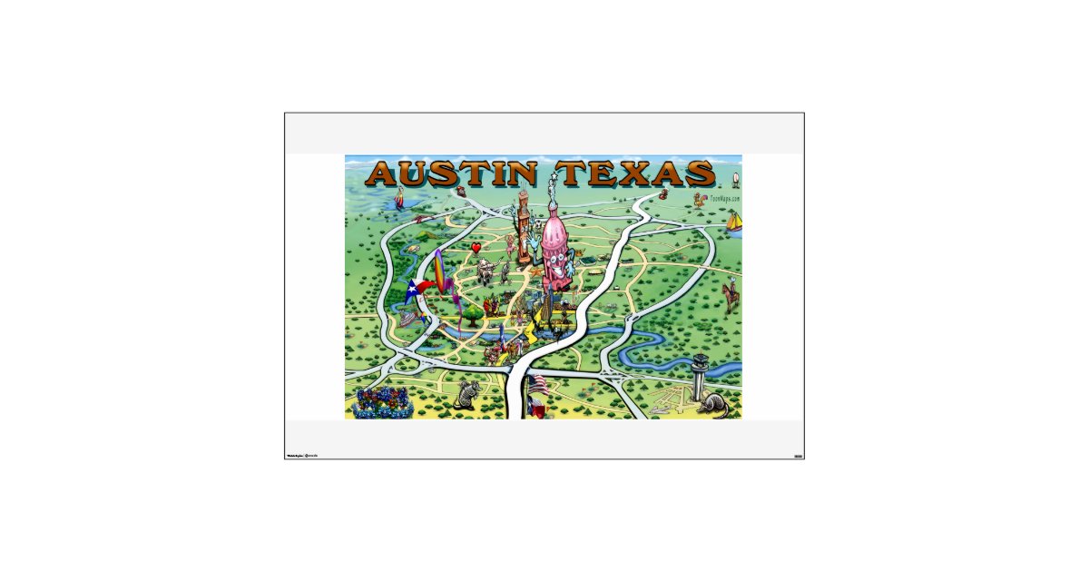 Austin Texas Fun Map Wall Decal | Zazzle