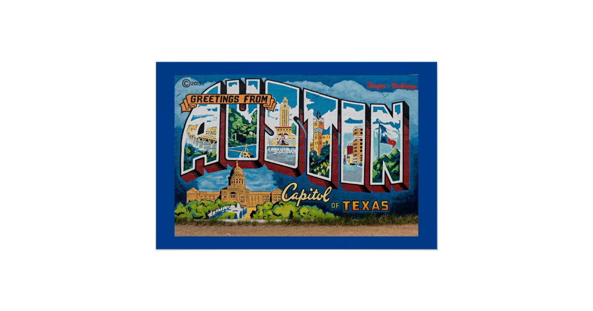 Austin, Texas Greetings Poster | Zazzle