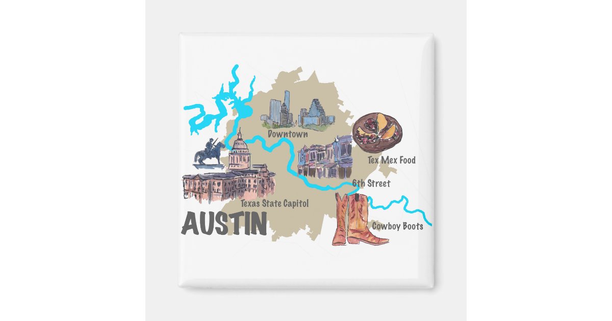 Austin Texas Map Magnet | Zazzle