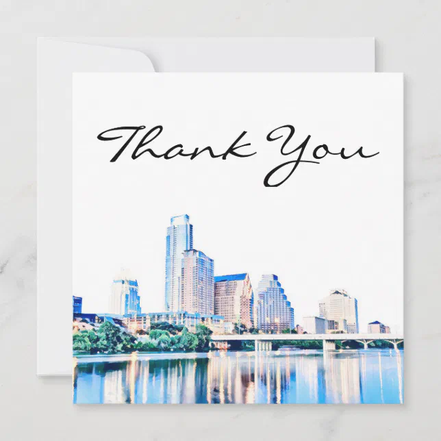 Austin Texas Skyline Thank You Card | Zazzle