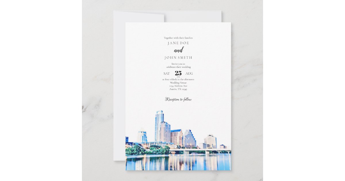 Austin Texas Skyline Wedding Invitation | Zazzle