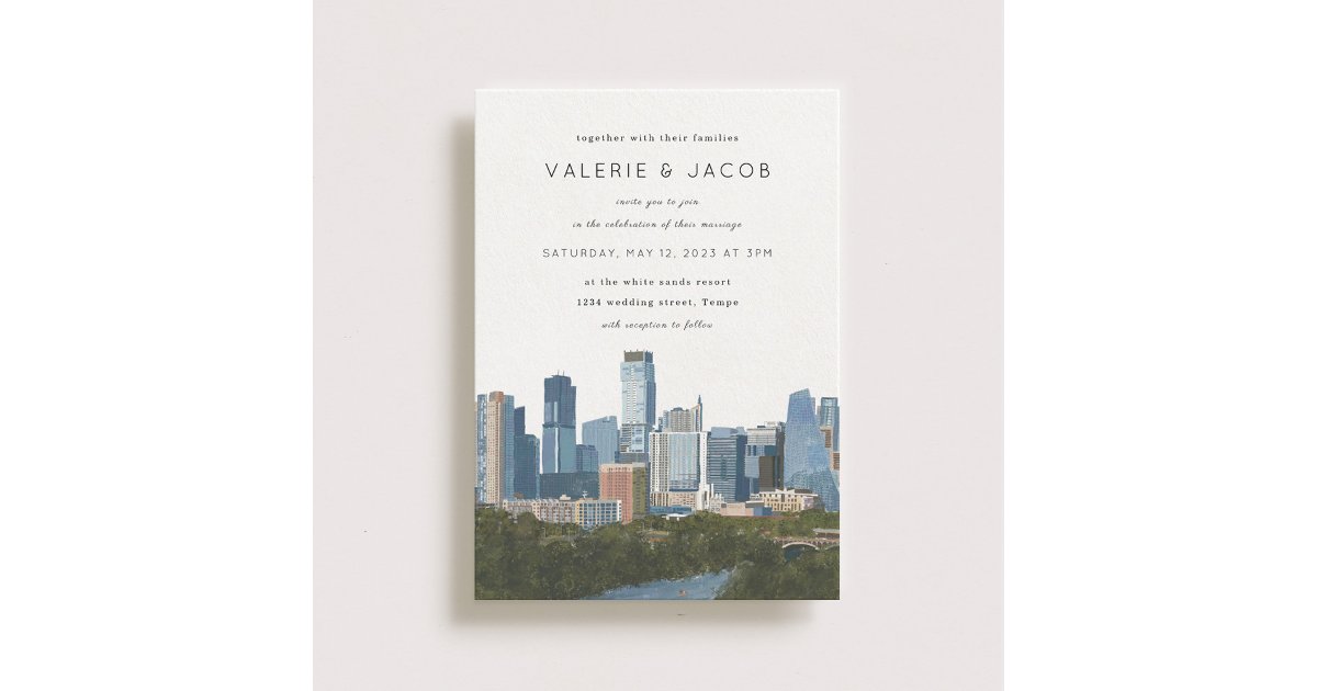 Austin Texas Skyline Wedding Invitation | Zazzle
