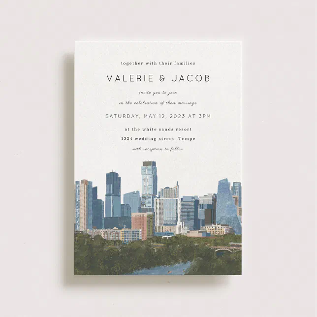 Austin Texas Skyline Wedding Invitation | Zazzle