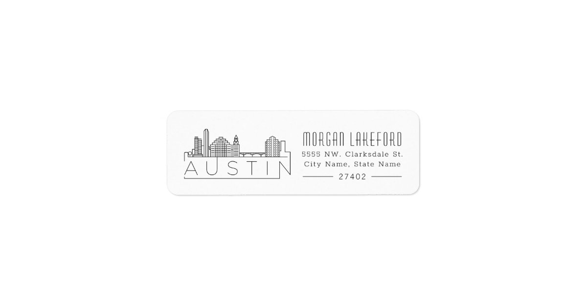 Austin, Texas Stylized Skyline | Label | Zazzle