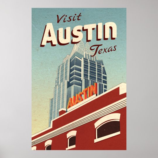 Austin Texas Vintage Travel Poster | Zazzle.com