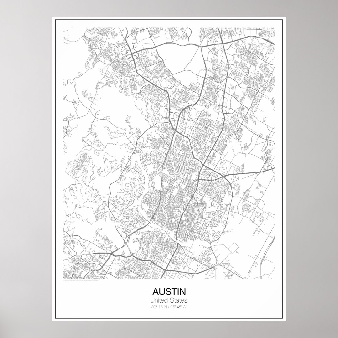Austin, United States Minimalist Map Poster | Zazzle