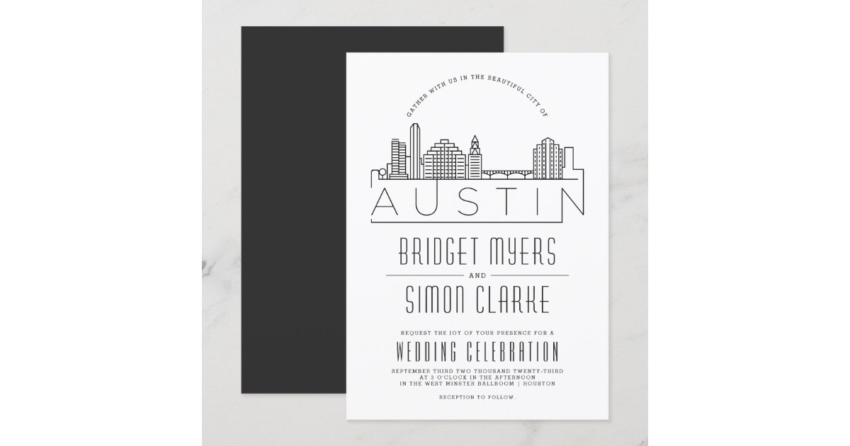 Austin Wedding | Stylized Skyline Invitation | Zazzle