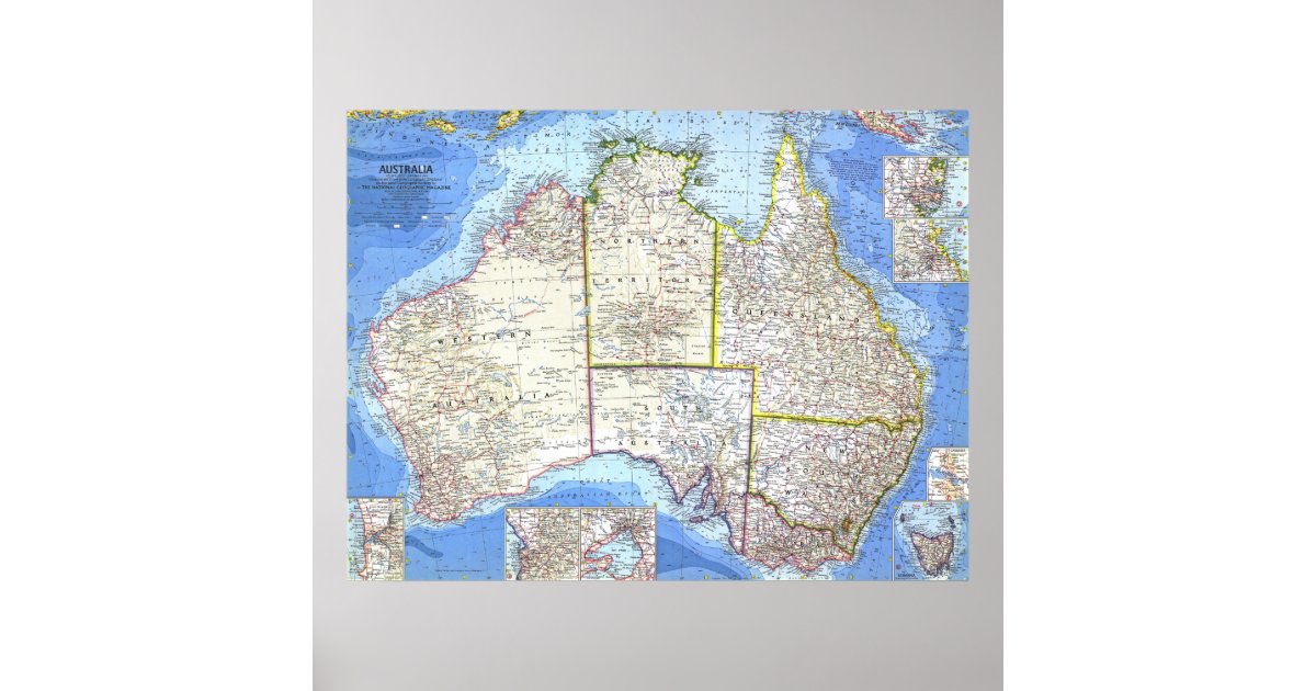 " Australia: 1963/today - Detailed map ... Poster | Zazzle