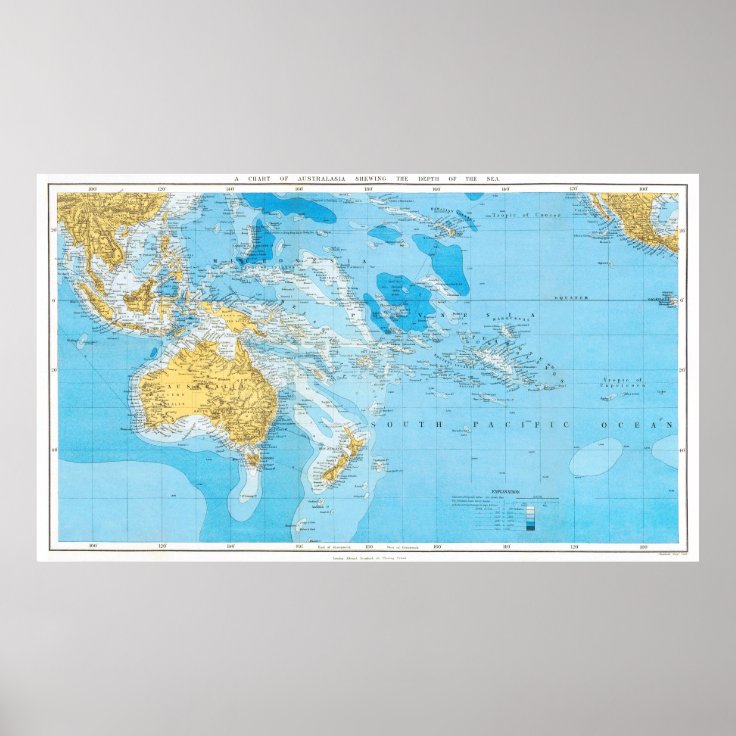 Australia and Pacific Ocean Map Poster | Zazzle