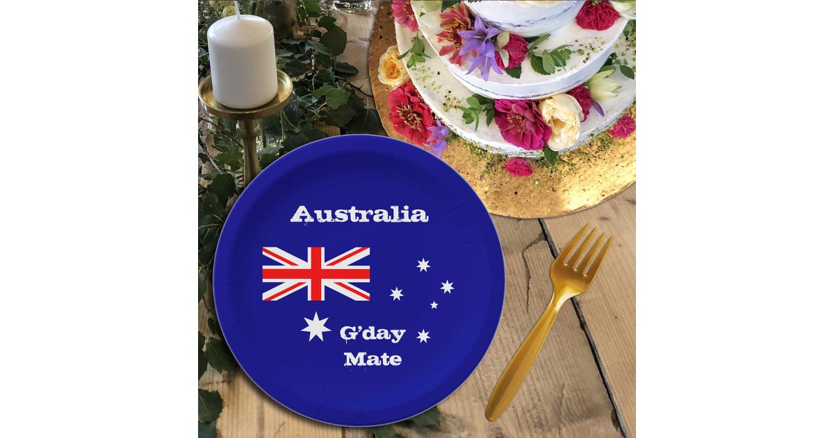 Australia flag & G'day Mate, party, sports /rugby Paper Plates | Zazzle
