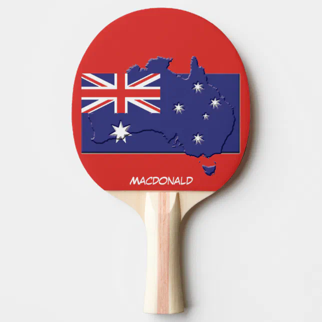 AUSTRALIA FLAG & MAP Personalized RED Ping Pong Paddle | Zazzle